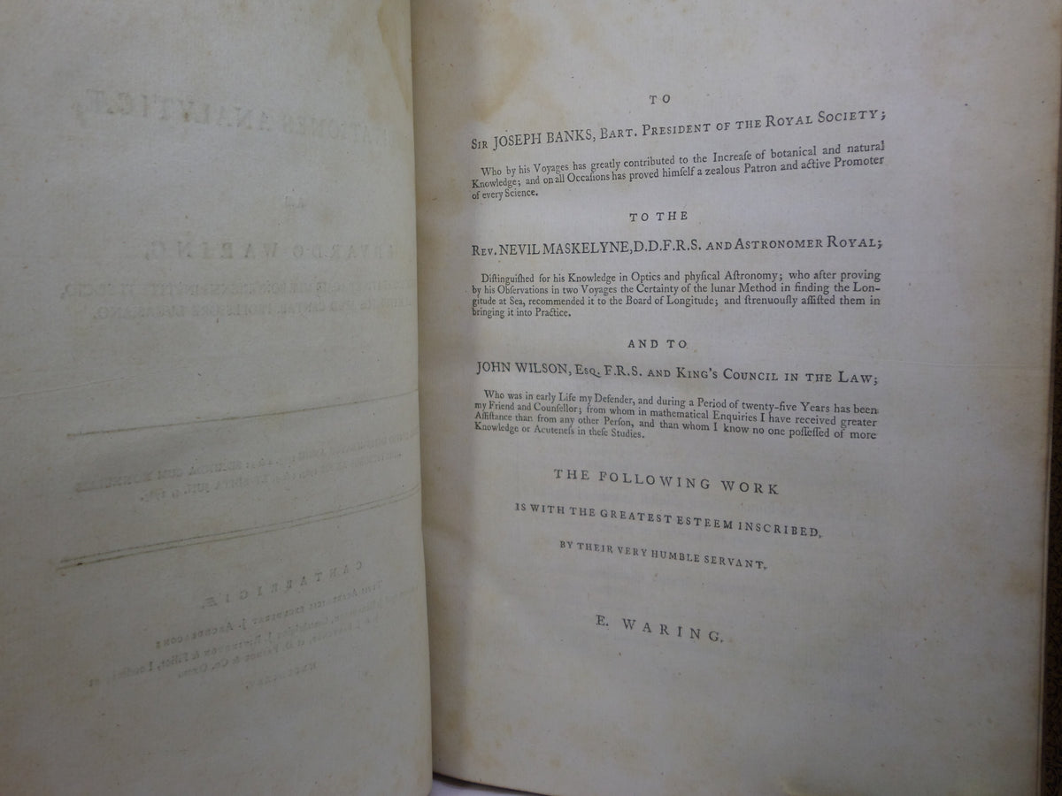 MEDITATIONES ANALYTICAE BY EDWARD WARING 1785 LEATHER BOUND SECOND EDI ...