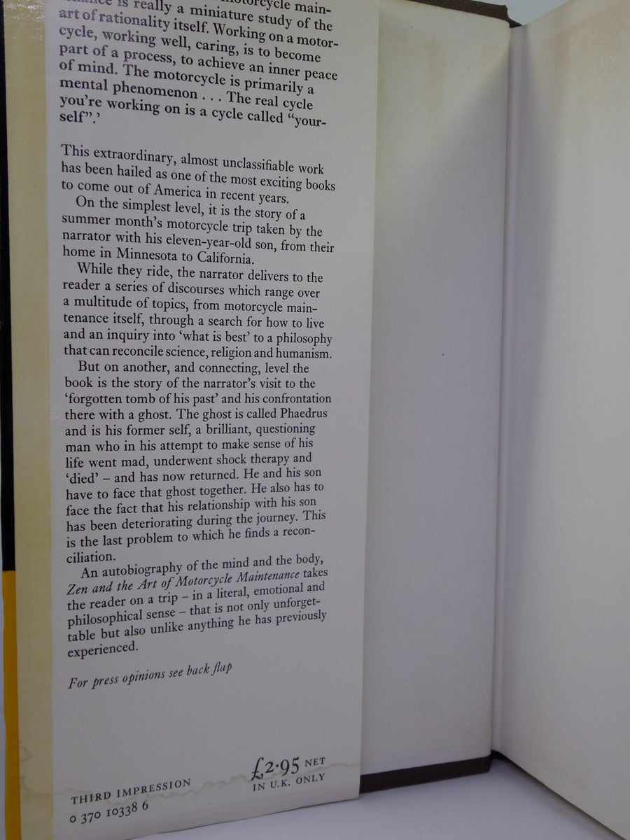 ZEN AND THE ART OF MOTORCYCLE MAINTENANCE BY ROBERT M. PIRSIG 1975 HAR ...