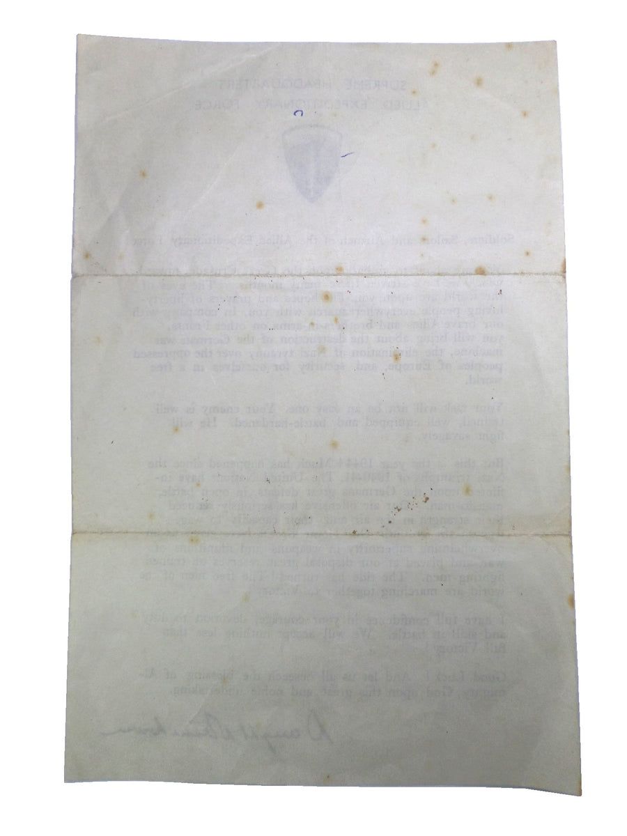 DWIGHT D. EISENHOWER'S ORDER OF THE DAY 6TH JUNE 1944 RARE D-DAY INVAS ...