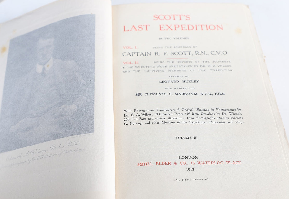 CAPTAIN R. F. SCOTT'S LAST EXPEDITION 1913 FIRST EDITION IN TWO VOLUME ...