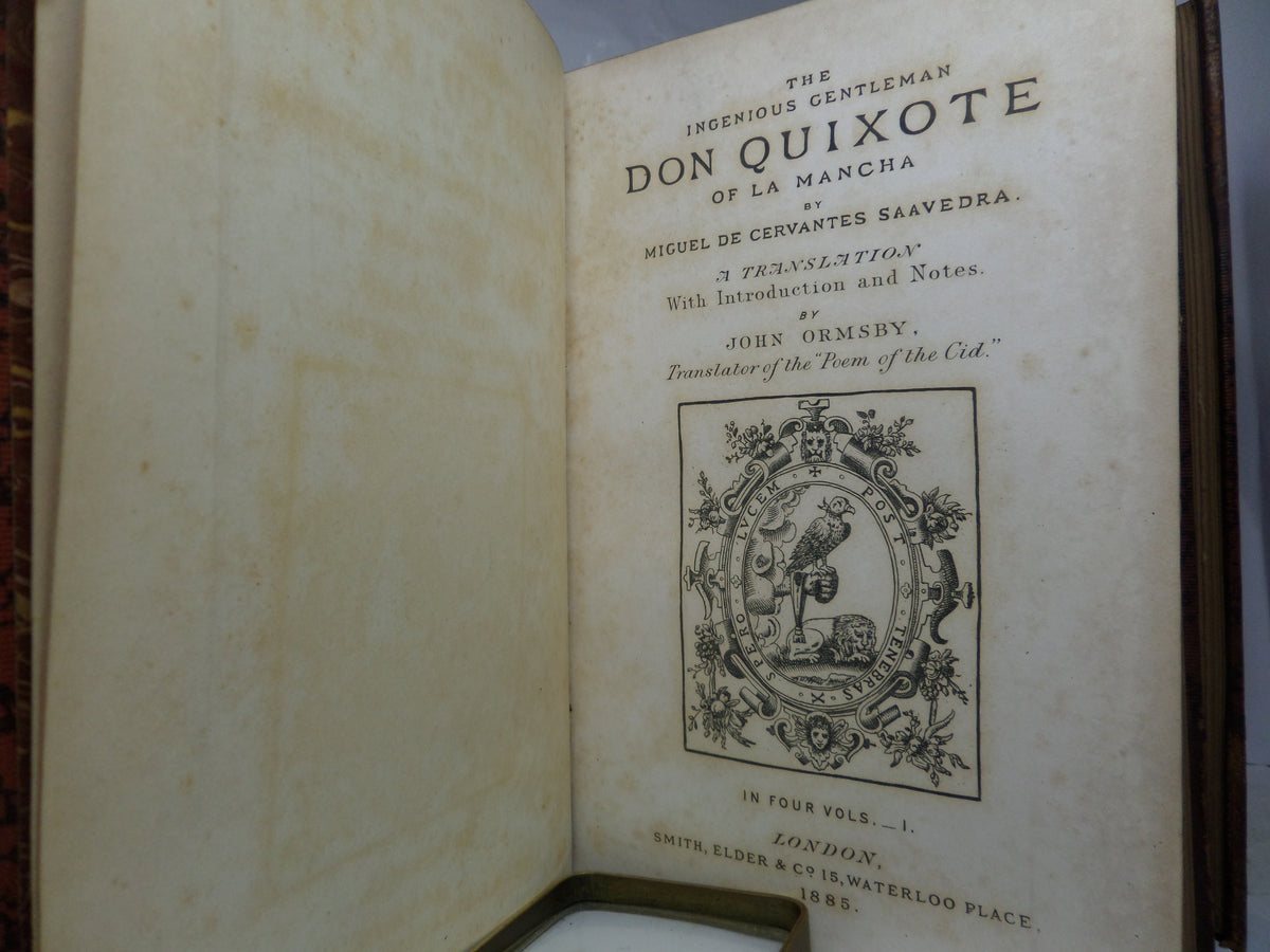 DON QUIXOTE BY CERVANTES 1885 IN FOUR LEATHER-BOUND VOLUMES BY DENNY ...