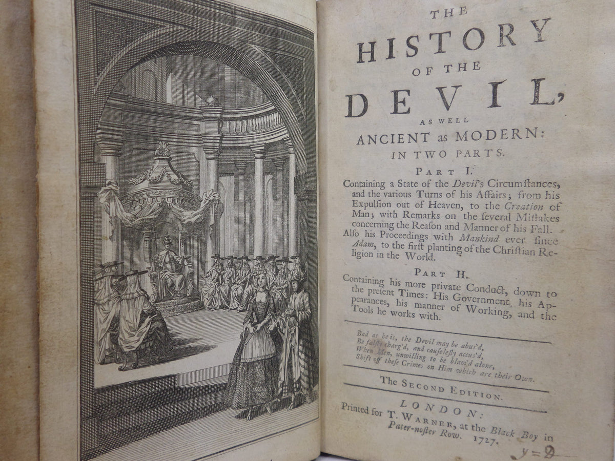 THE HISTORY OF THE DEVIL BY DANIEL DEFOE 1727 SECOND EDITION, LEATHER ...