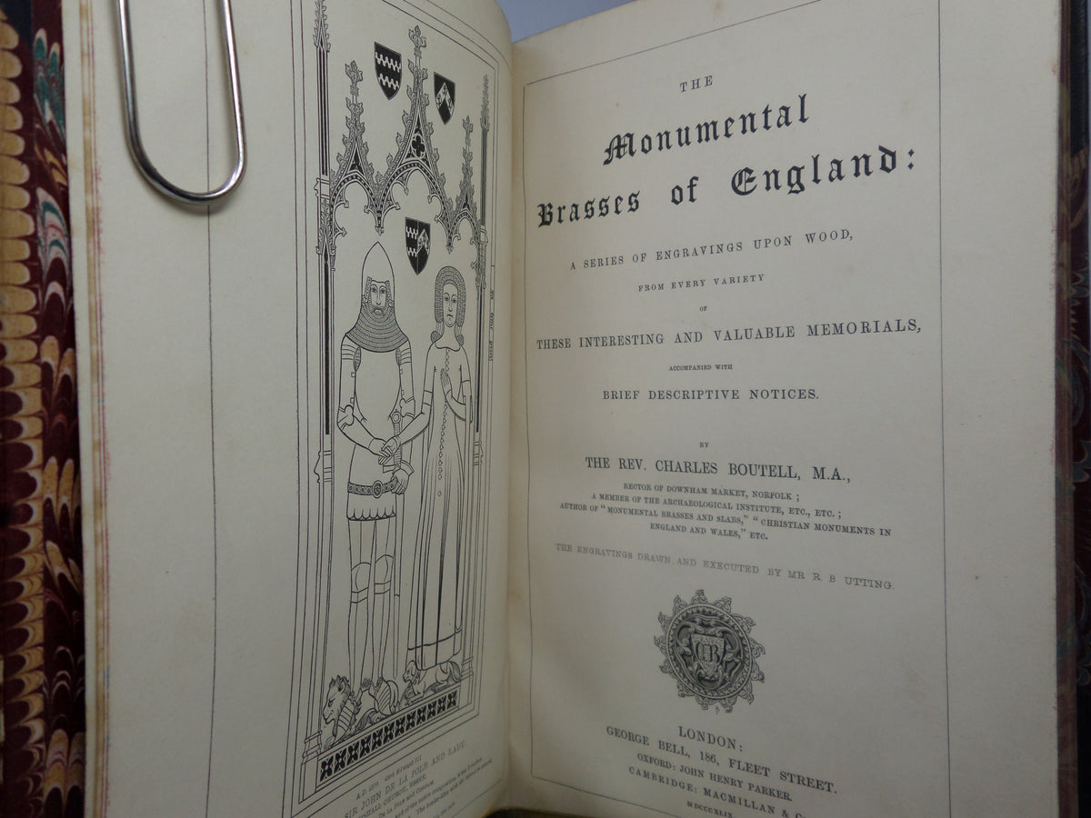 THE MONUMENTAL BRASSES OF ENGLAND BY CHARLES BOUTELL 1849 FINE LEATHER ...