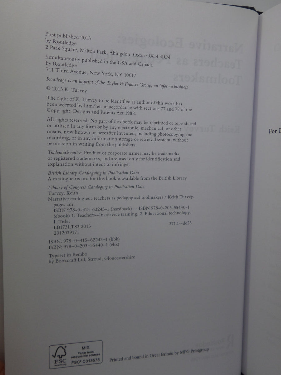 NARRATIVE ECOLOGIES: TEACHERS AS PEDAGOGICAL TOOLMARKERS BY KEITH TURV ...