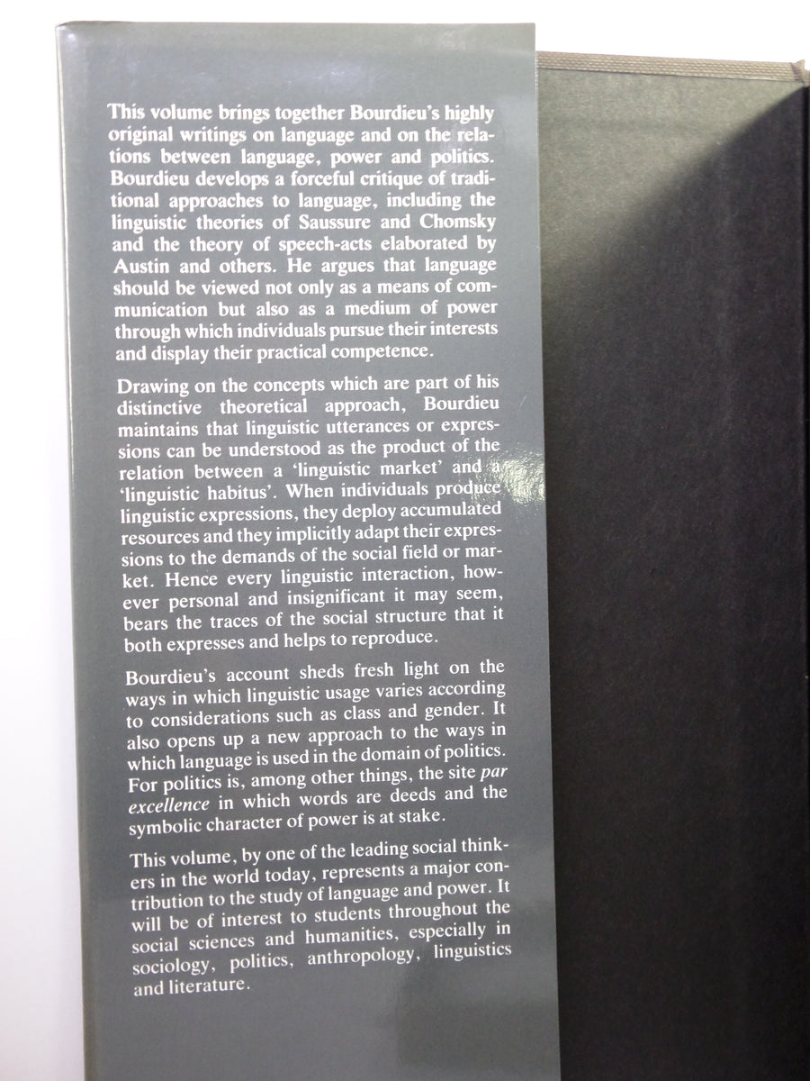 LANGUAGE AND SYMBOLIC POWER BY PIERRE BOURDIEU 1991 HARDCOVER – MFR ...