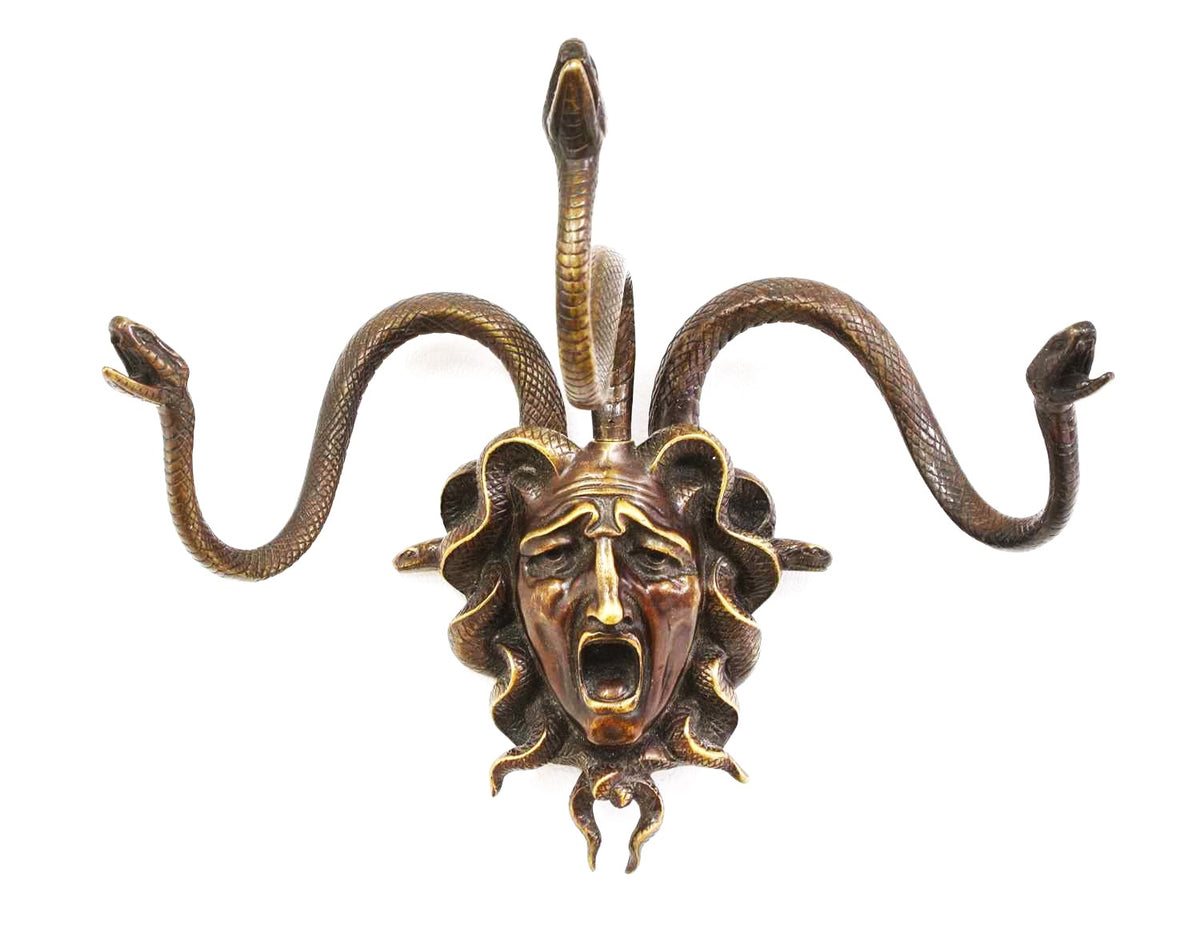 ANTIQUE BRONZE HEAD OF MEDUSA WALL HANGER COAT HOOK – MFR Rare Books